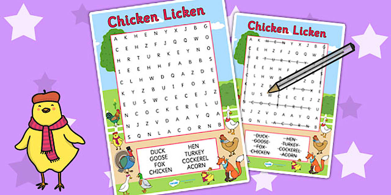 Chicken Licken Wordsearch (teacher made) - Twinkl