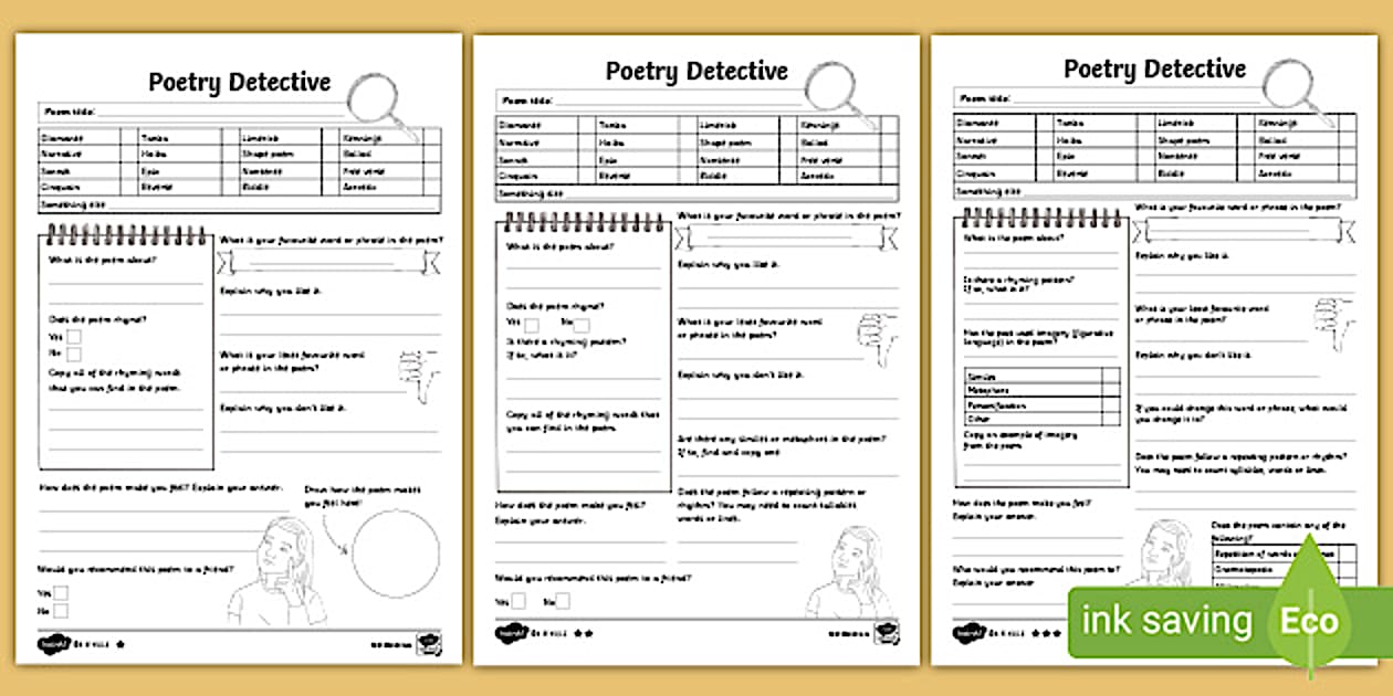 Analysis of Poetry Worksheet | Poetry Resources - Twinkl