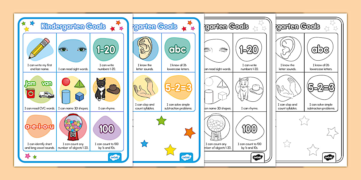 Kindergarten Goals Poster Pack (Teacher-Made) - Twinkl