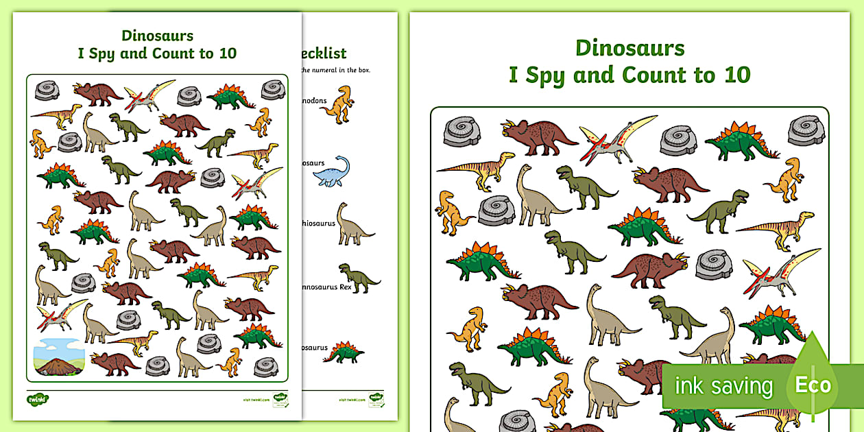 Dinosaurs I Spy and Count Activity to 10 (teacher made)
