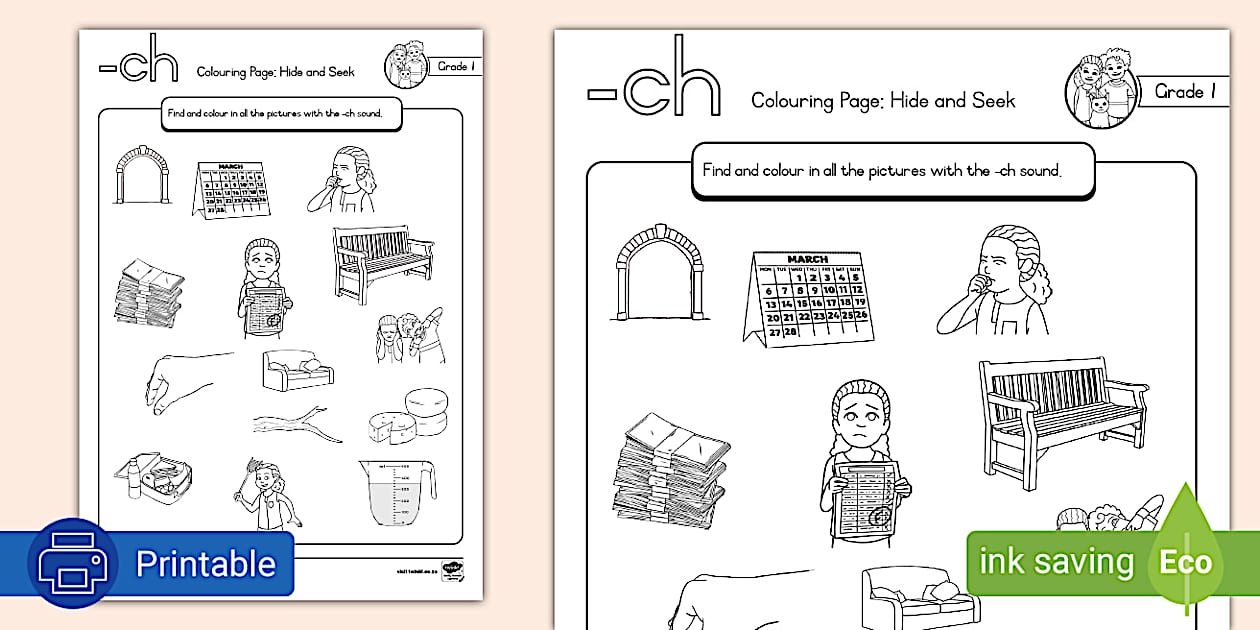 Hide and Seek Grade 1 -ch Colouring Page (teacher made)