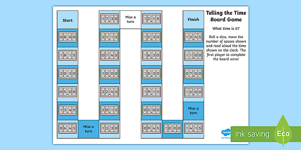 Telling the Time Digital Clocks Board Game - Telling the Time Games