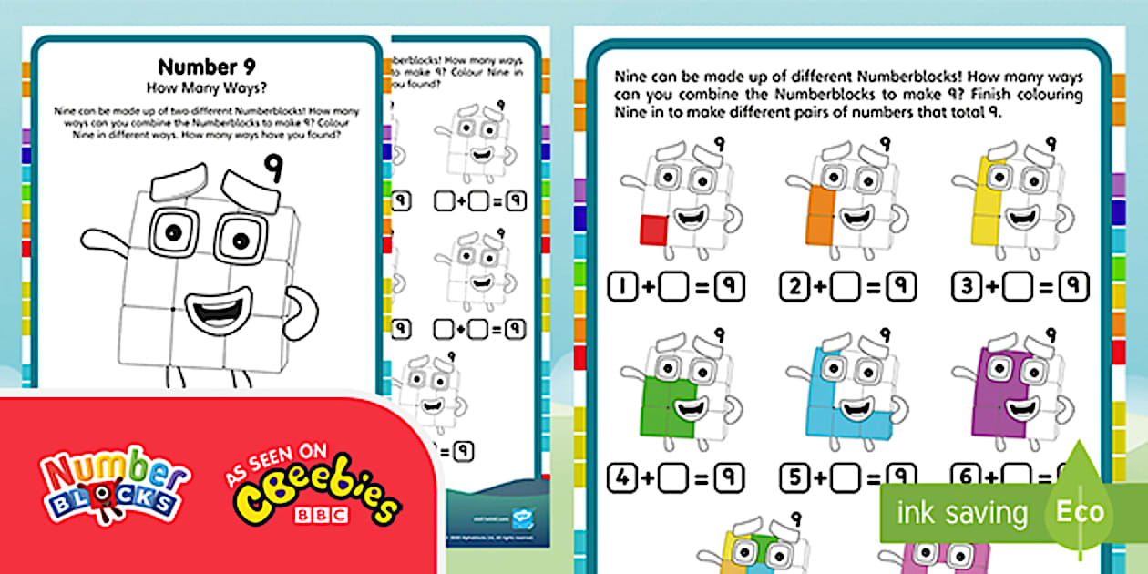 👉 Numberblocks: Number Nine How Many Ways? Worksheet