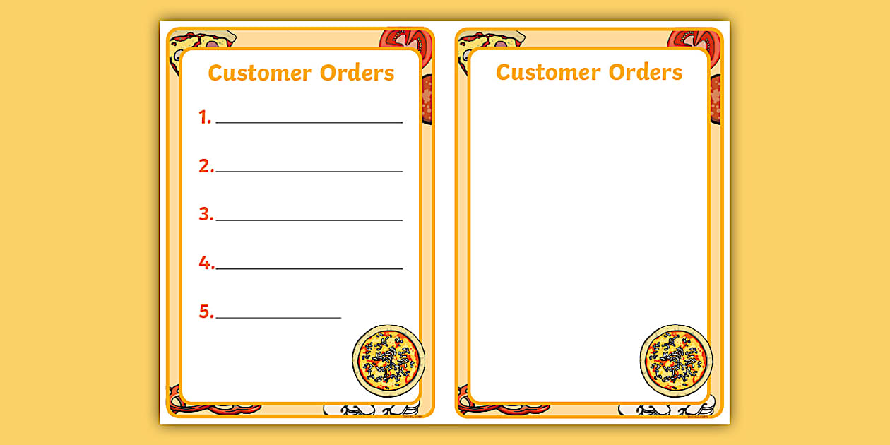 Pizza Shop Role-Play Order Forms | Twinkl (teacher made)