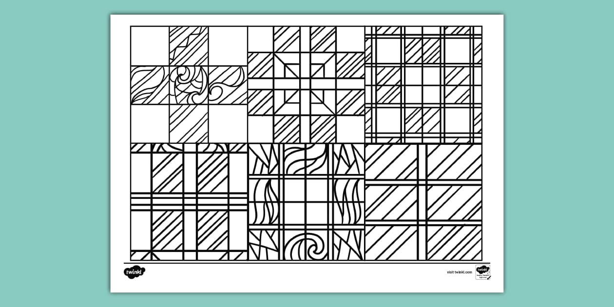 Let's Colour Patchwork Mindfulness Colouring Pages - Twinkl