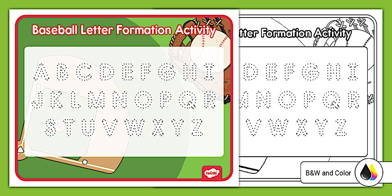 Baseball Letter Formation Worksheet (teacher made) - Twinkl