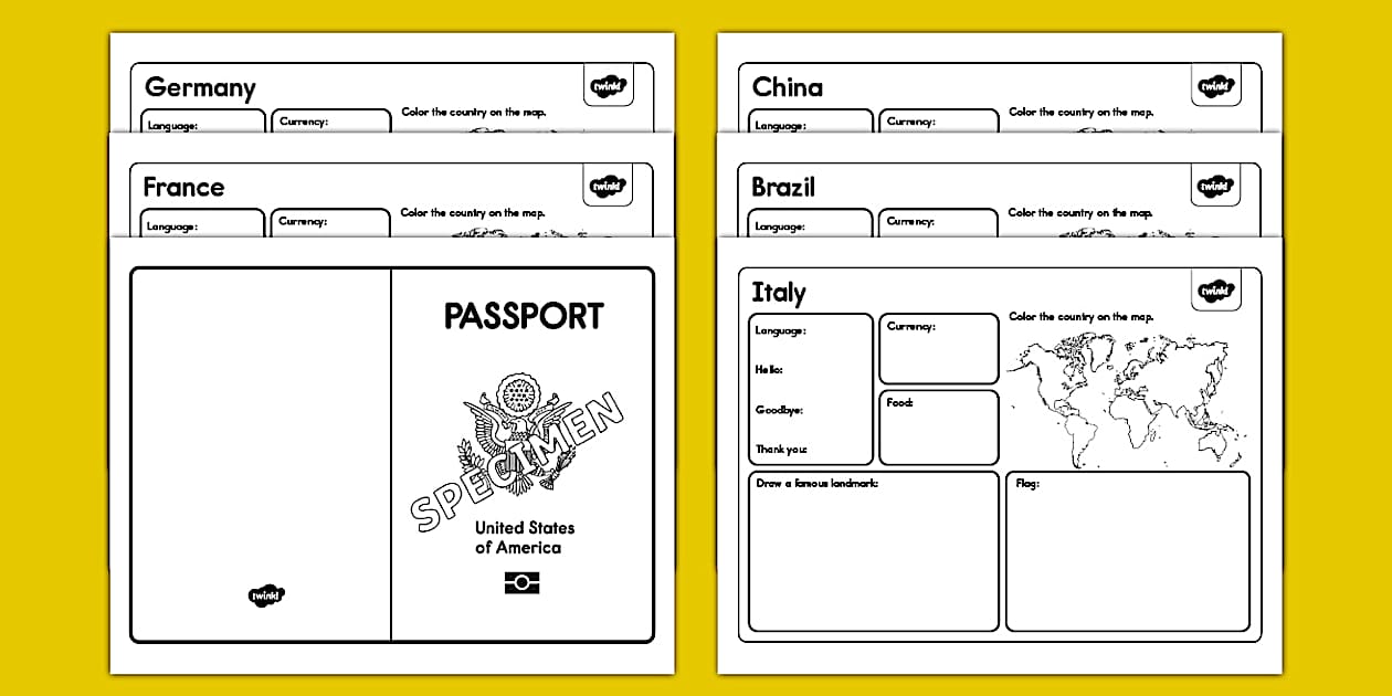 Passport to the World Worksheet for K-2nd Grade - Twinkl