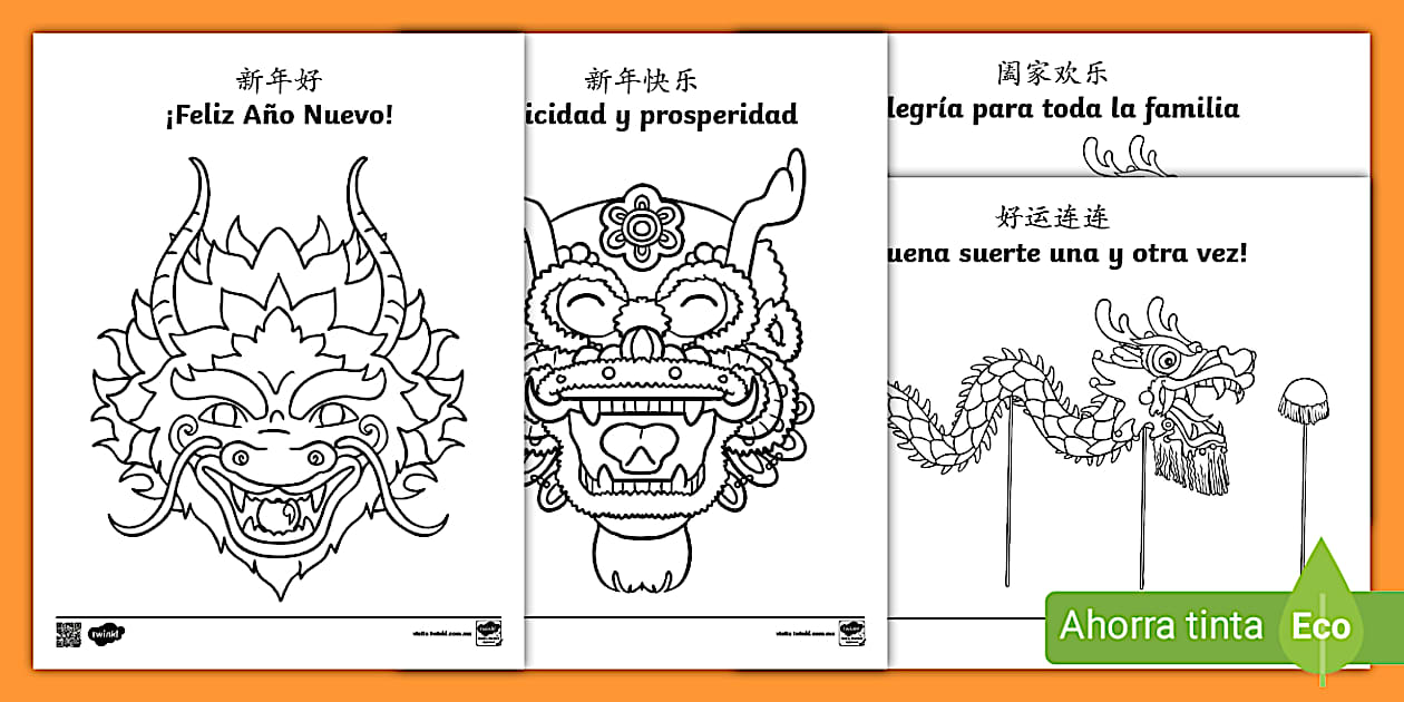 Hojas para colorear: Año nuevo chino (teacher made)