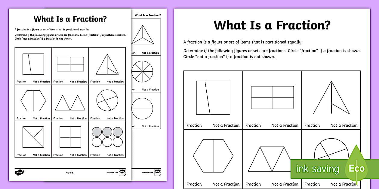 Third Grade What Is a Fraction? Worksheet - Twinkl