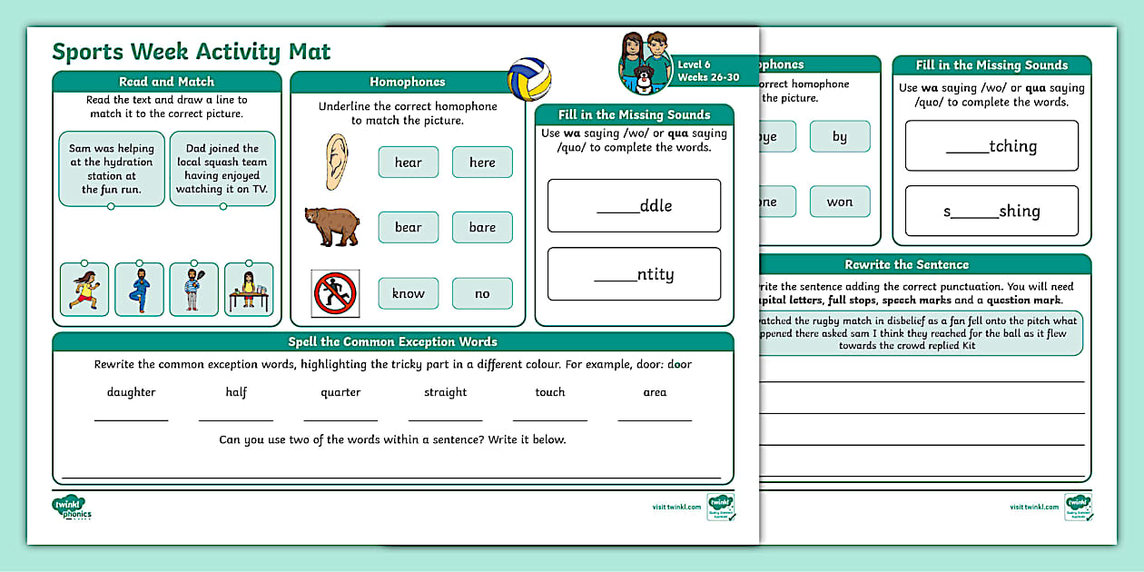 Level 6 Sports Week Themed Activity Mat- Primary Resources