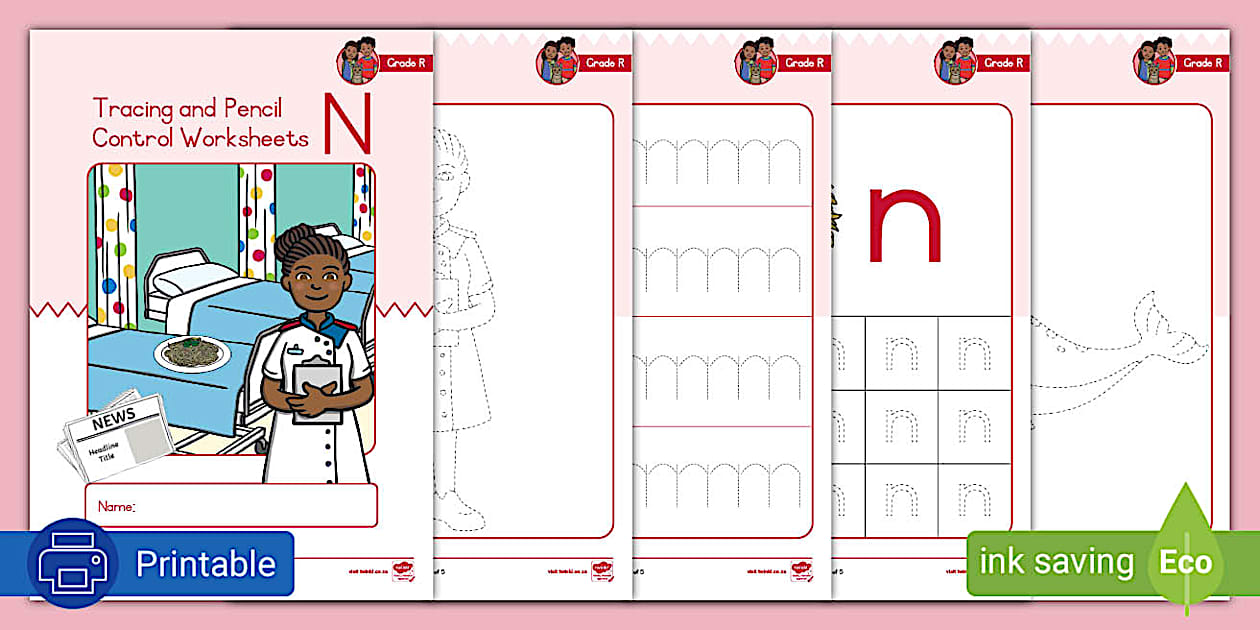 Gr. R Phonics Letter N Tracing and Pencil Control Worksheets