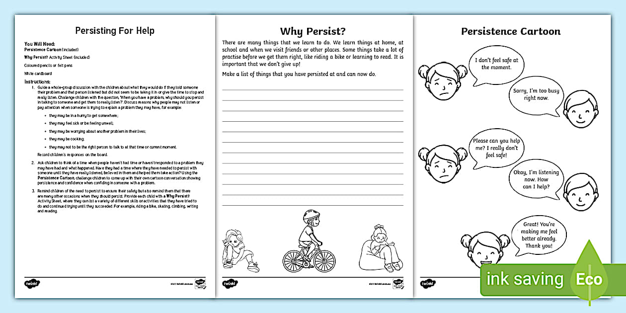 TAS Persisting For Help Activity (teacher made) - Twinkl