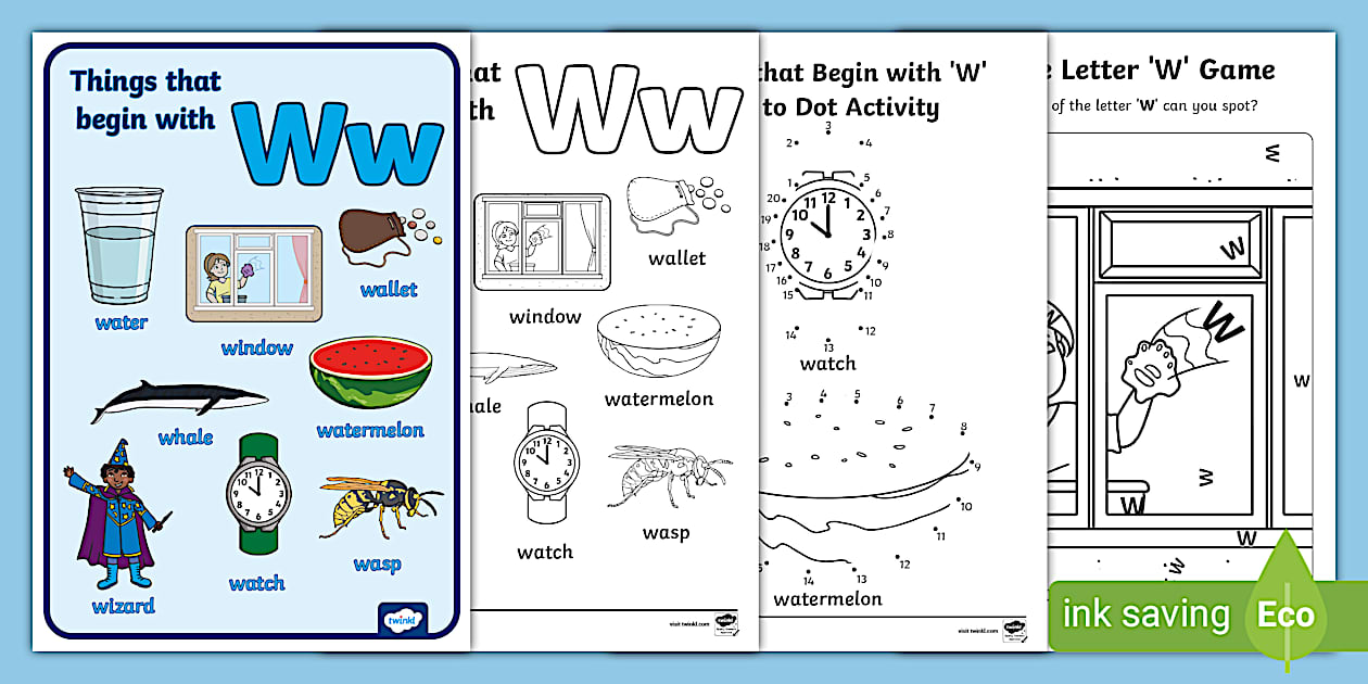 Things that Begin with W Worksheets Pack | Twinkl