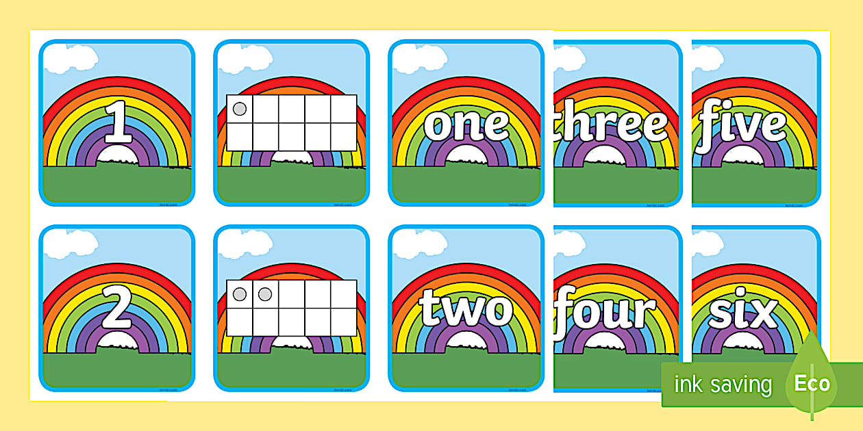 Rainbow Number Matching Cards (teacher made) - Twinkl