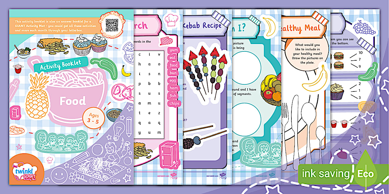 Food Activity Booklet (Ages 3 - 5) (teacher made) - Twinkl