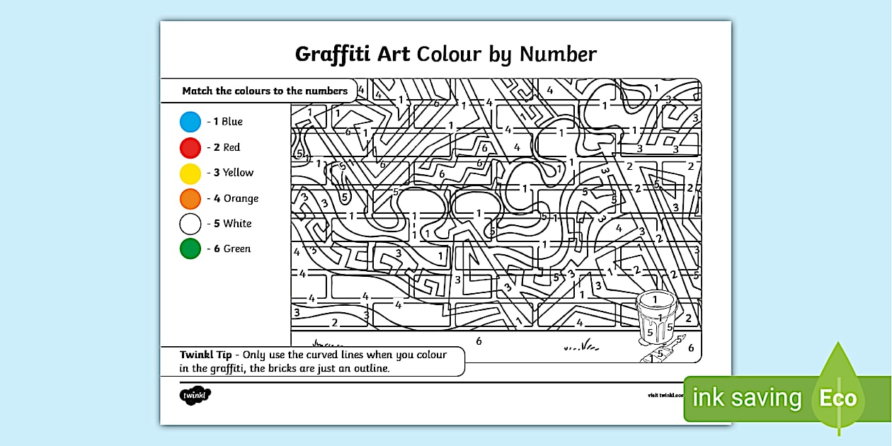 Graffiti Art Colour by Number (teacher made) - Twinkl