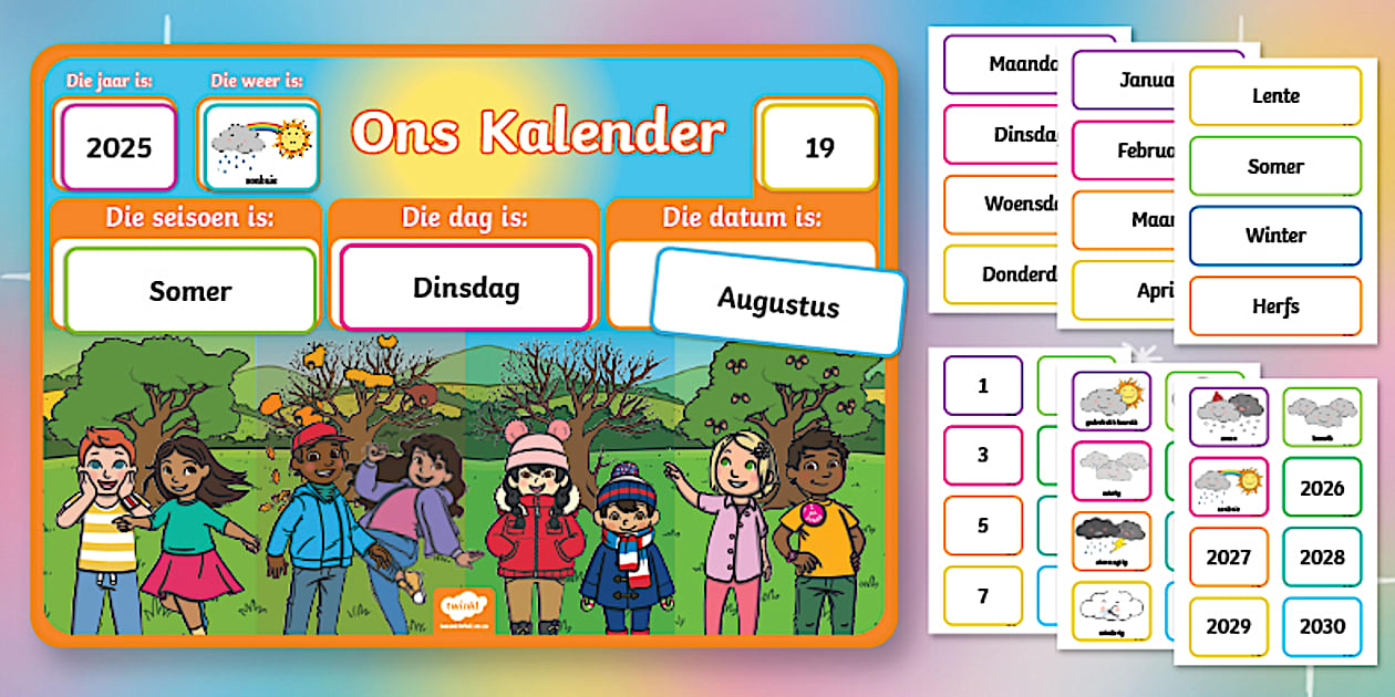 Daaglikse Weerkaart | Afrikaans Weather Chart | Twinkl ZA