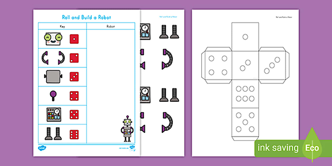 Roll and Build a Robot Worksheets (teacher made) - Twinkl