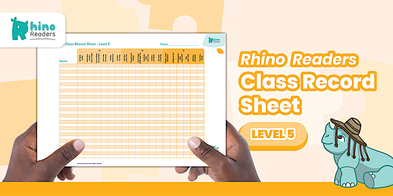 Rhino Readers Class Record Sheet - Level 5