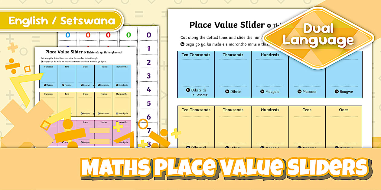 Grade 4 Maths - Term - Maths Place Value Sliders - Setswana/English (CAPS