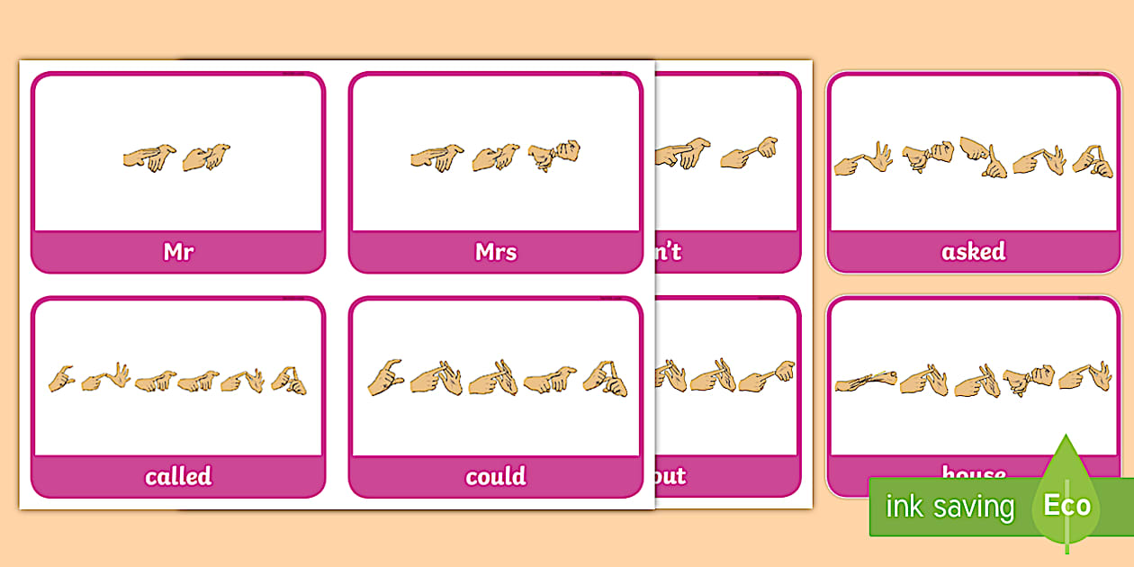 Fingerspelling Phase 5 Practice High-Frequency Words Flashcards