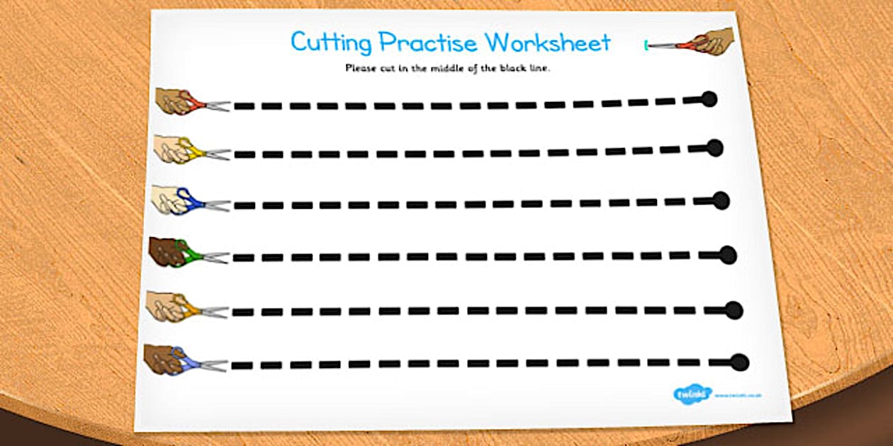 Visual Perception Cutting Worksheet (teacher made) - Twinkl