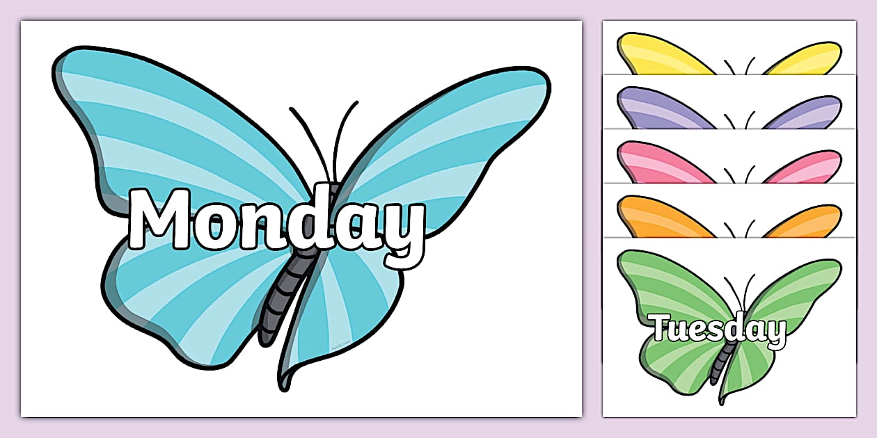 Editable Days of the Week on Butterflies (teacher made)