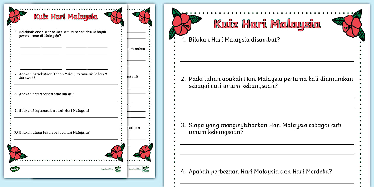 Kuiz Hari Malaysia (Hecho por educadores) - Twinkl