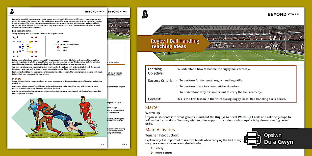 Rugby Lesson 1: Ball Handling (teacher made) - Twinkl