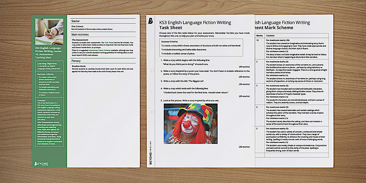 KS3 English Language Fiction Writing Lesson 10: Assessment Lesson Pack