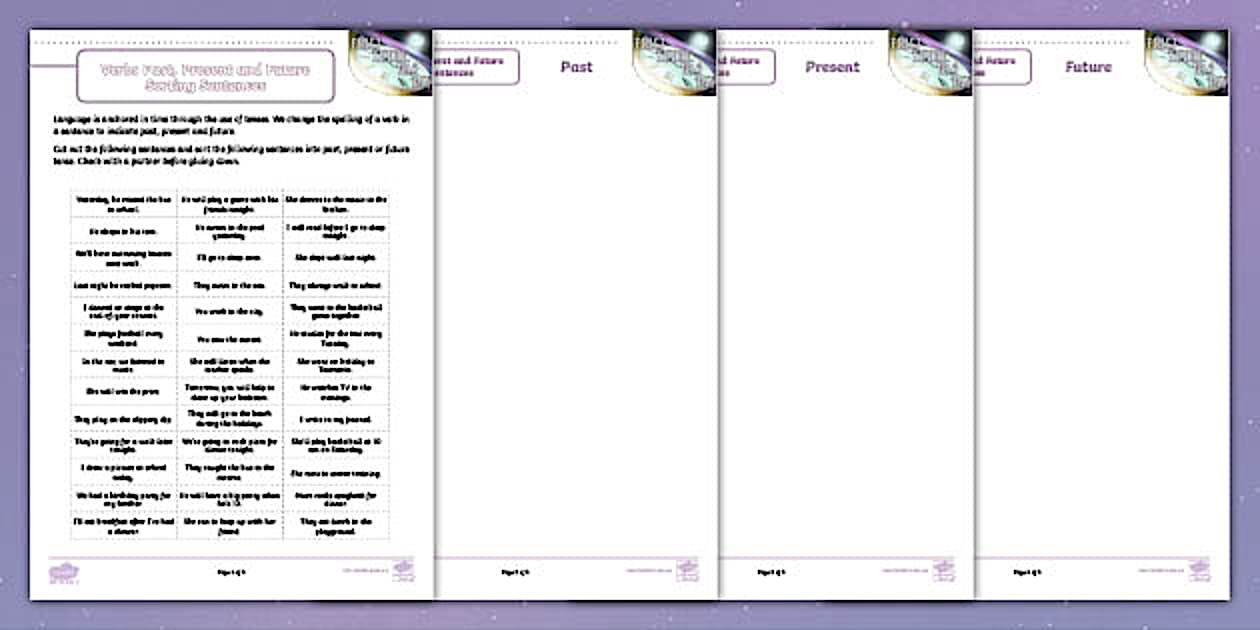 First There Was Day Past, Present, Future Sorting Sentences