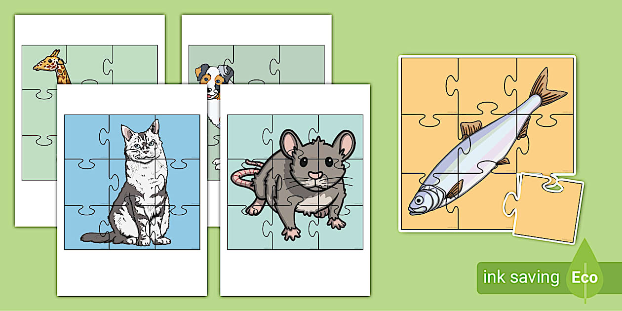 Animal Themed Jigsaw Jigsaws (Teacher-Made) - Twinkl