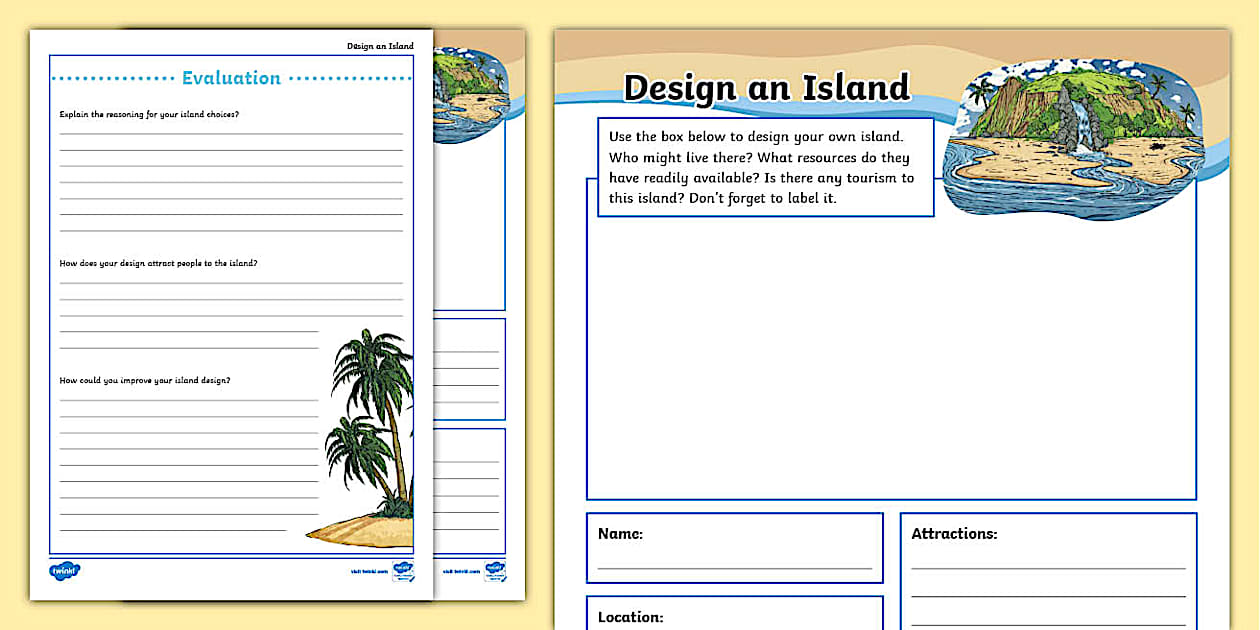 Design an Island Worksheet (teacher made) - Twinkl
