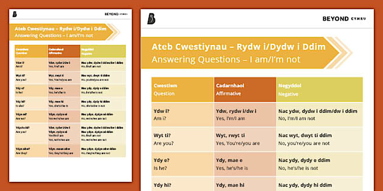 Learn Welsh: Poster Patrwm Iaith 'Dydw i ddim' / 'I'm not' Sentence Pattern