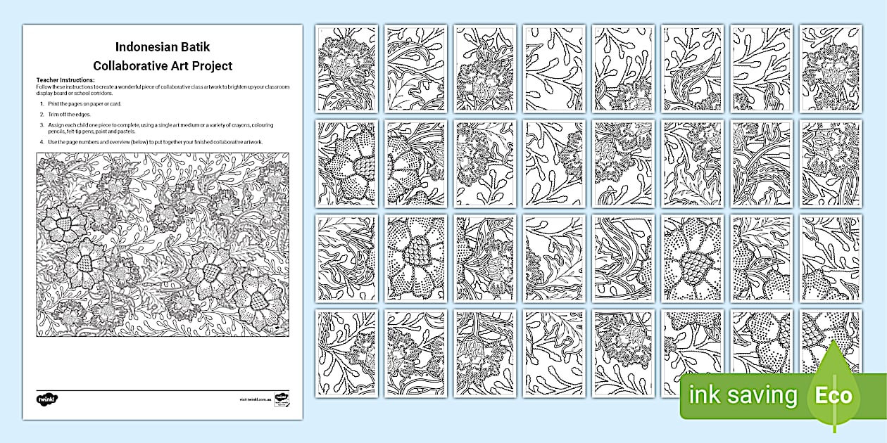 Collaborative Colouring - Indonesian Batik (teacher made)