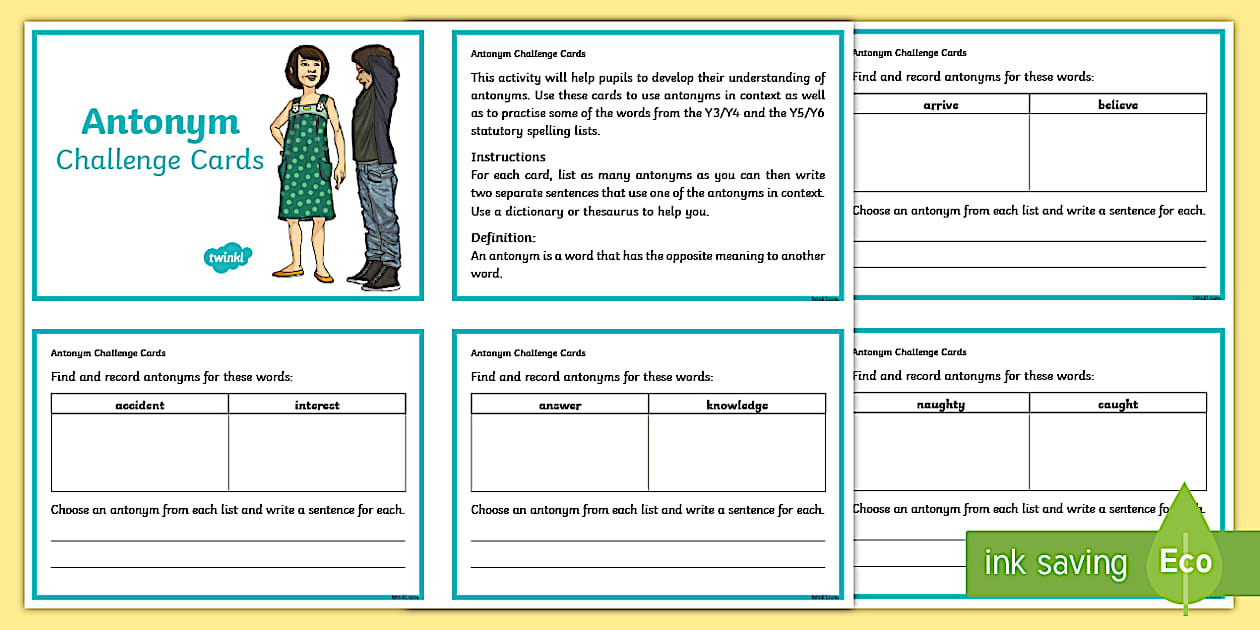 KS2 Antonym Task Challenge Cards (teacher made) - Twinkl