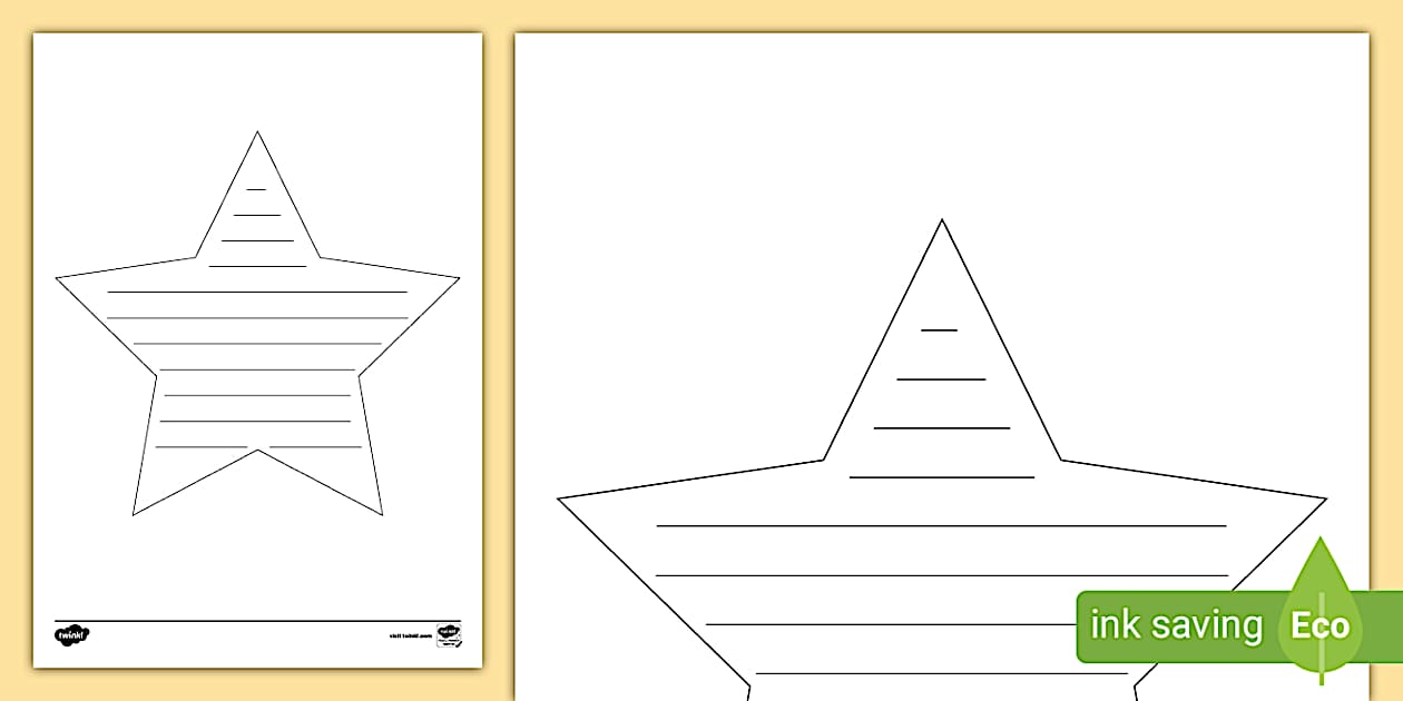 Star Writing Frame,star with lines (teacher made) - Twinkl