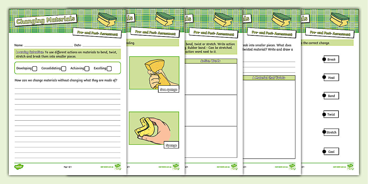 Changing Materials Pre and Post-Assessment