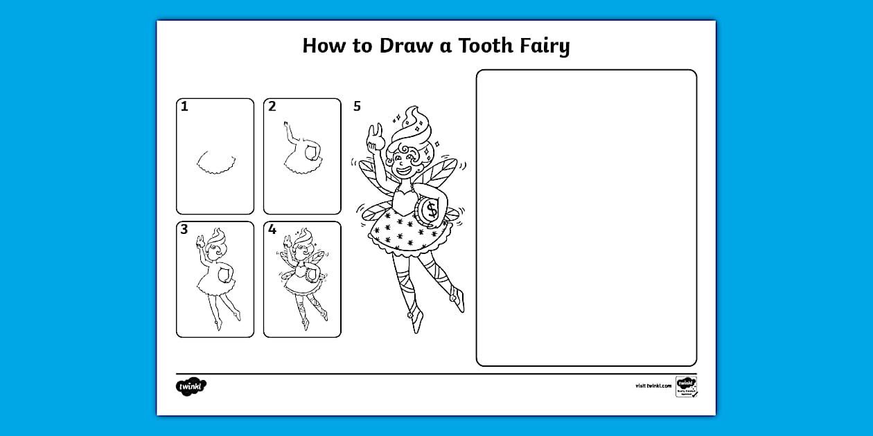Drawing of a Tooth Fairy Step-By-Step Activity - Twinkl