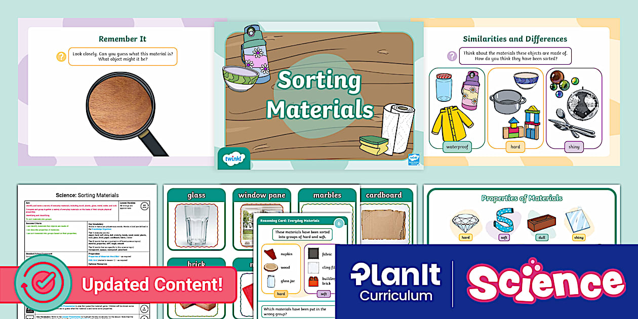 Science: Everyday Materials: Sorting Year 1 Lesson Pack 6