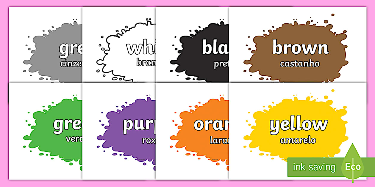 Colour Names on Splats English/Portuguese - Colour Names On Splats