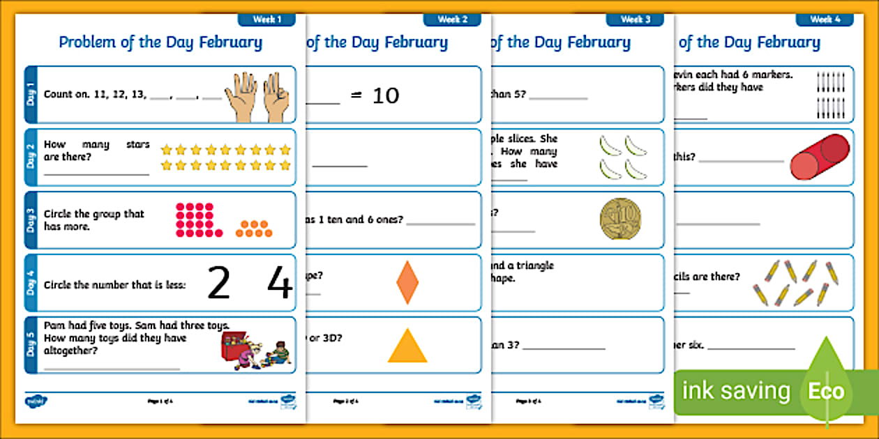 Grade 1 Maths Problem Solving | Problem of the Day: February