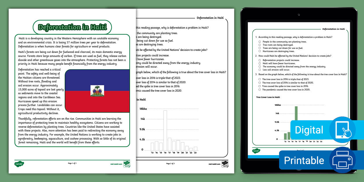 Haiti Deforestation Passage and Questions | Twinkl USA