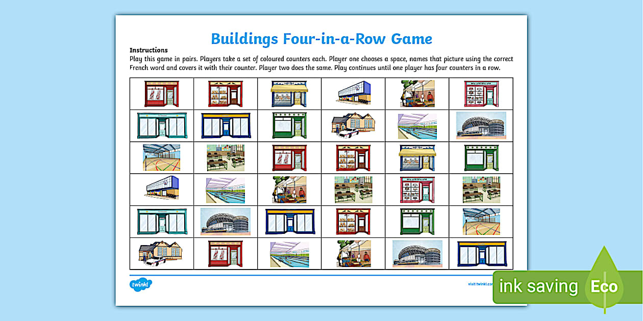 French Buildings Four-in-a-Row Game