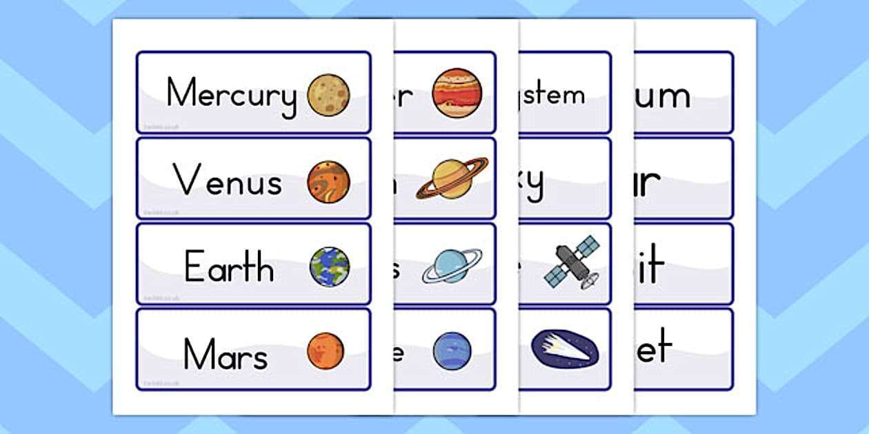 Space Word Cards - ESL Space Vocabulary (teacher made)