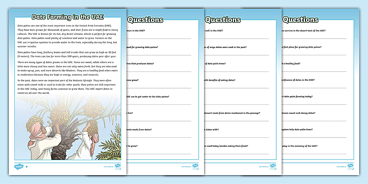Date Farming Differentiated Reading Comprehension - Twinkl