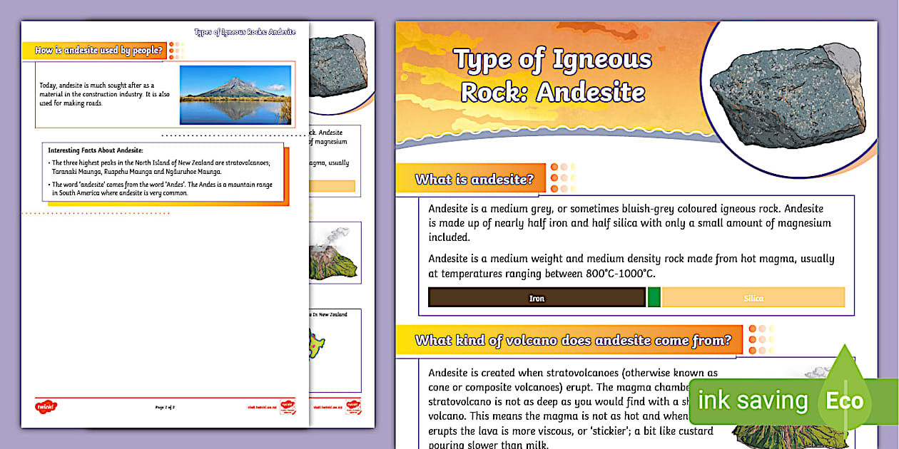 Igneous Rocks- Andesite (teacher made) - Twinkl