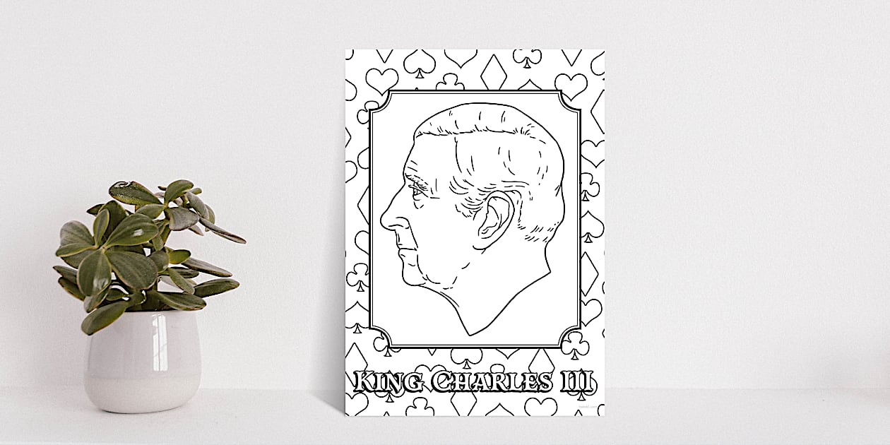 King Charles III Colouring Postcard | |Twinkl Party - Twinkl