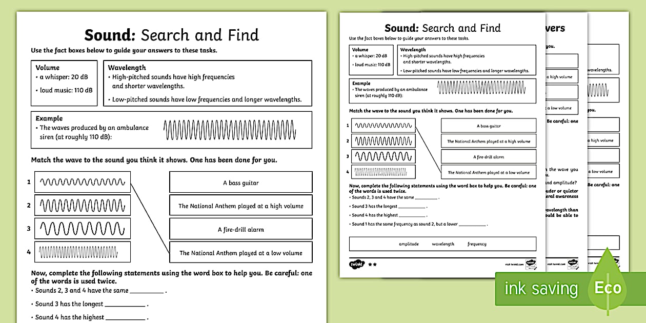 Sound: Decibels, Pitch, Wavelengths, and Frequencies Search and Find ...