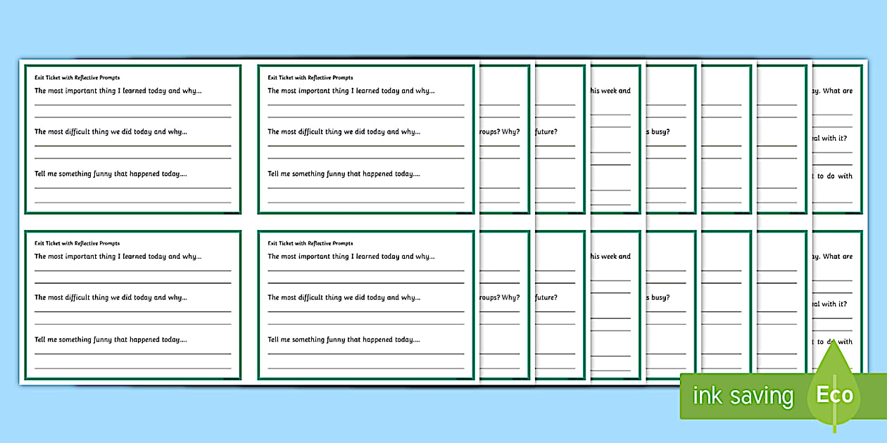 Exit Pass With Reflective Prompts Challenge Cards - Twinkl